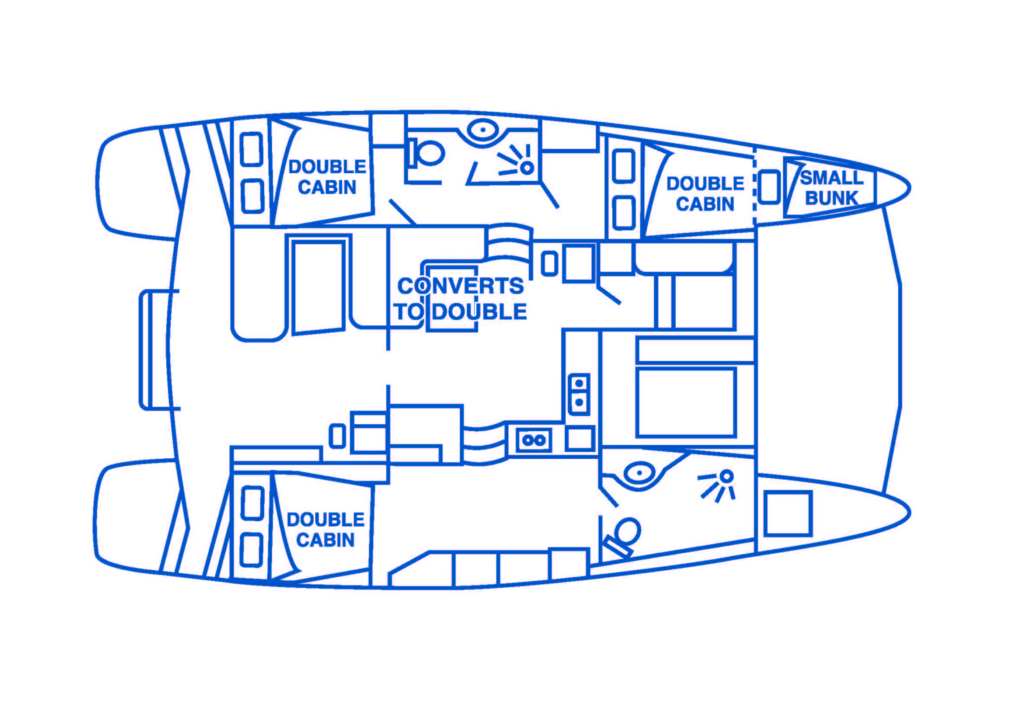Leopard 43 3 cabin layout - Whitsunday Escape™